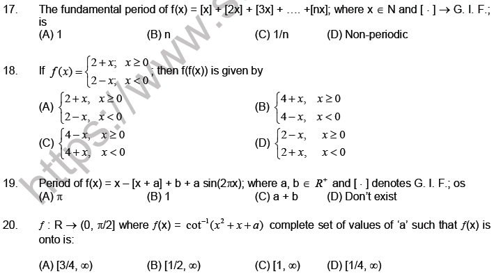 JEE Mathematics Relation and Functions MCQs Set B with Answers